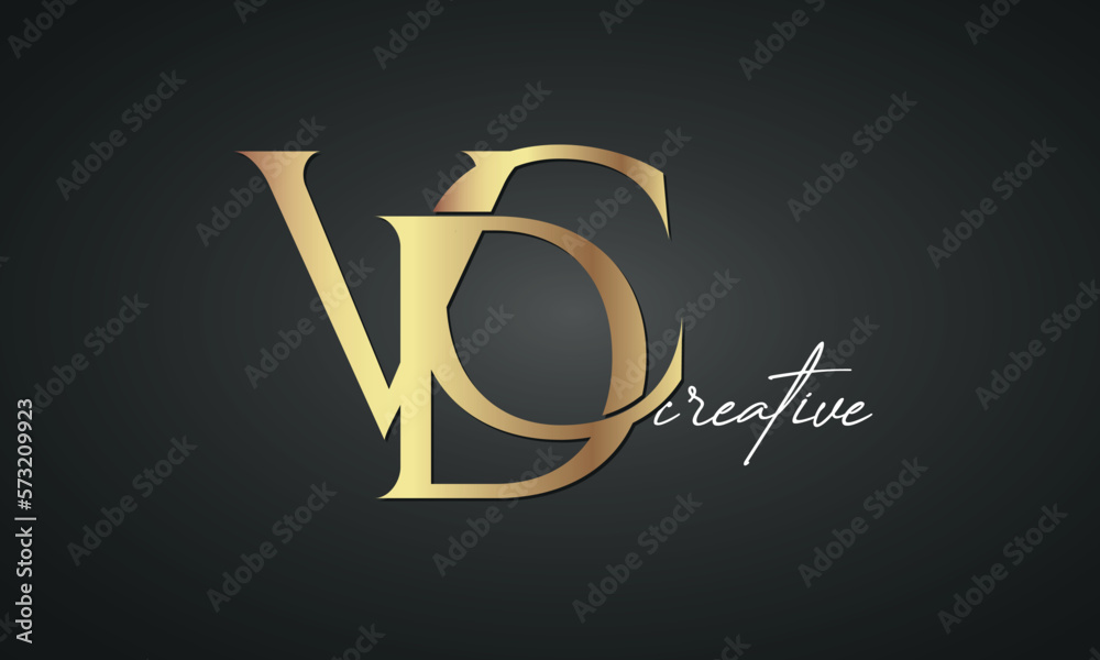 luxury letters VDC golden logo icon premium monogram, creative royal ...
