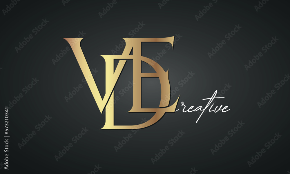 luxury letters VDE golden logo icon premium monogram, creative royal ...