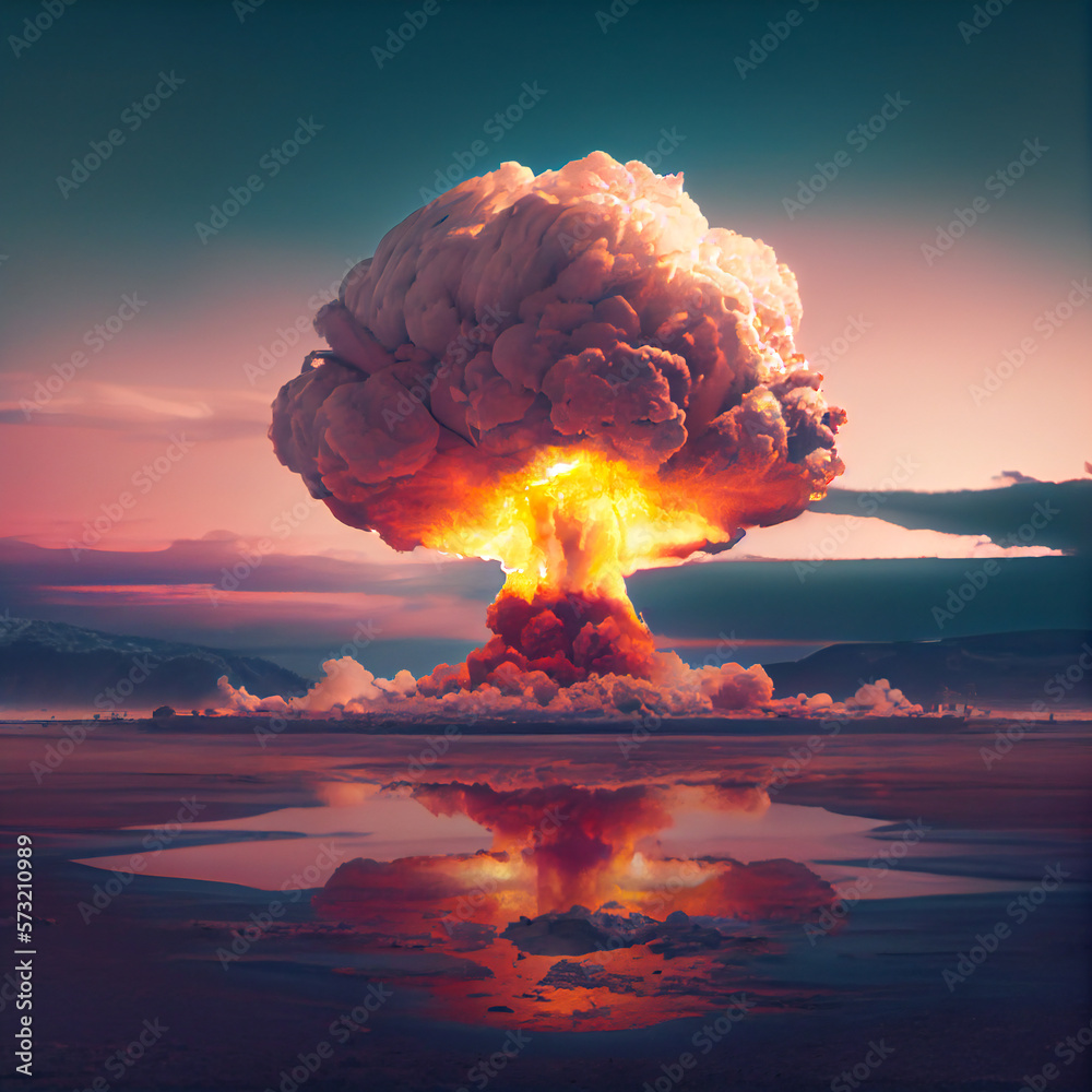 Nuclear bomb explosion. Atomic detonation. modern war. Planet earth. Bomb nuke weapon. 3d ...