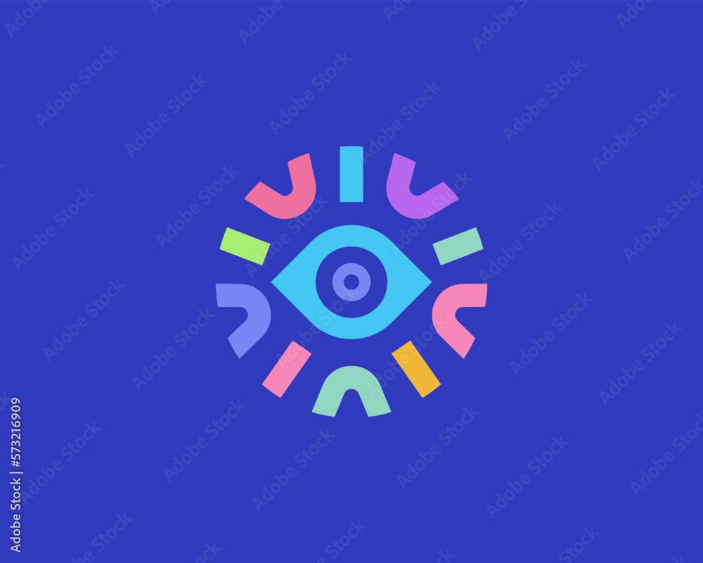 Eye logo design. Optics logotype in a frame from colored shapes ...