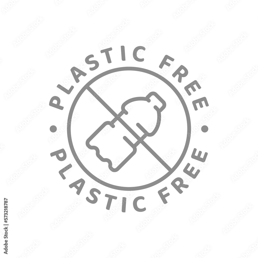 No plastic with water bottle sign. Plastic free vector restriction ...
