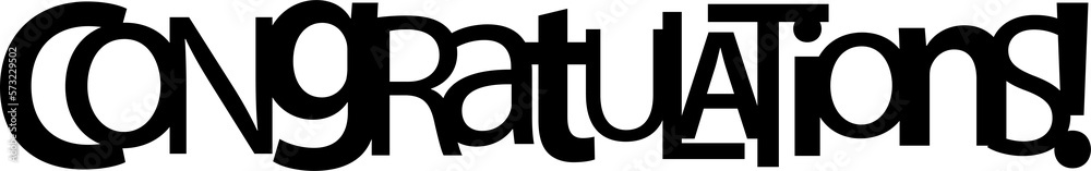 CONGRATULATIONS! black typography banner on transparent background ...