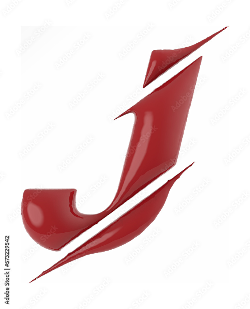 Letter J uppercase rough edge sliced font isolated - 3d rendering Stock ...