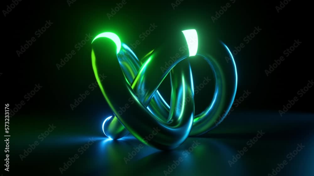 endless 3d animation, abstract neon background with tangled loop shape ...