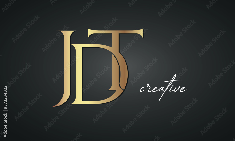 luxury letters JDT golden logo icon premium monogram, creative royal ...