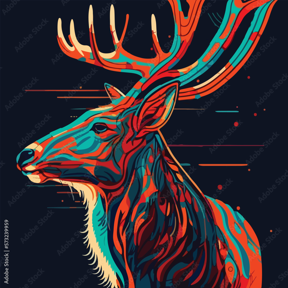 Vector colorful deer in pop art style flat illustration Stock Vector ...