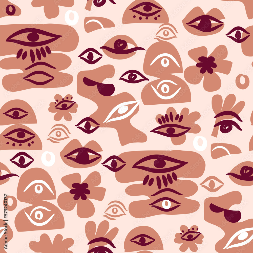 Hand drawn seamless pattern with esoteric eye , All-seeing eye Magic ...