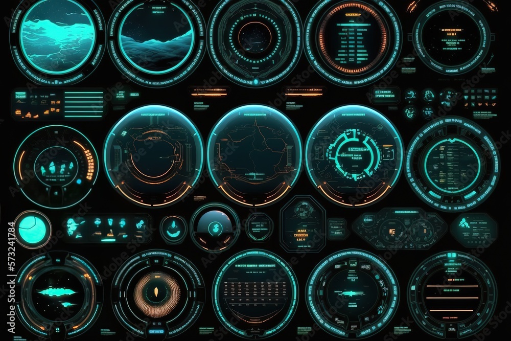 Sci-fi digital interface HUD elements mega set pack. User Interface ...