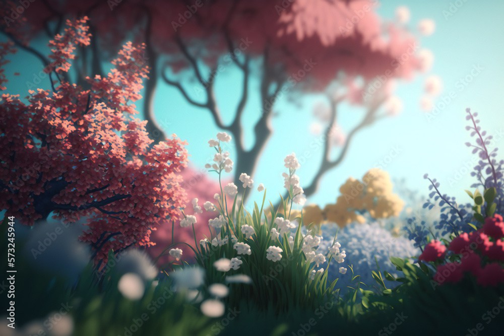 beautiful Spring background minimalist with Trees Stock Illustration ...