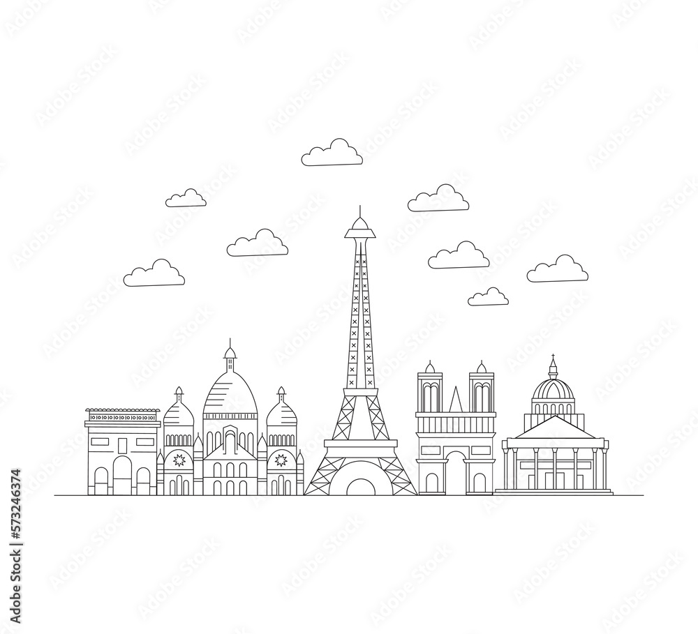Vector illustration drawn in a linear style, it shows the main symbols ...