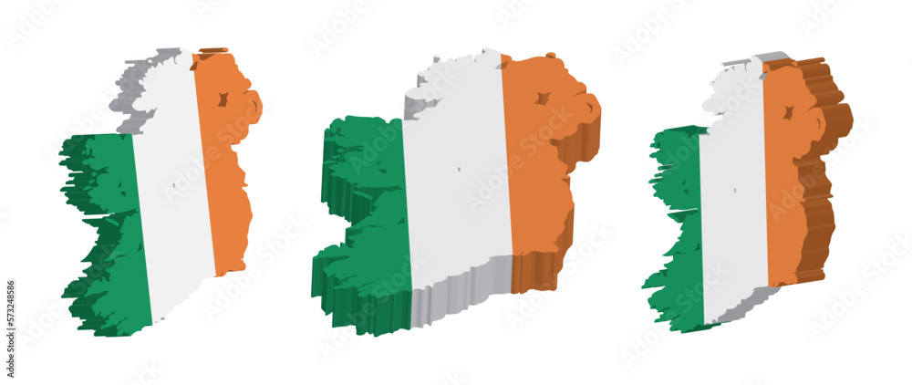Realistic 3D Map of Ireland Vector Design Template Stock Vector | Adobe ...