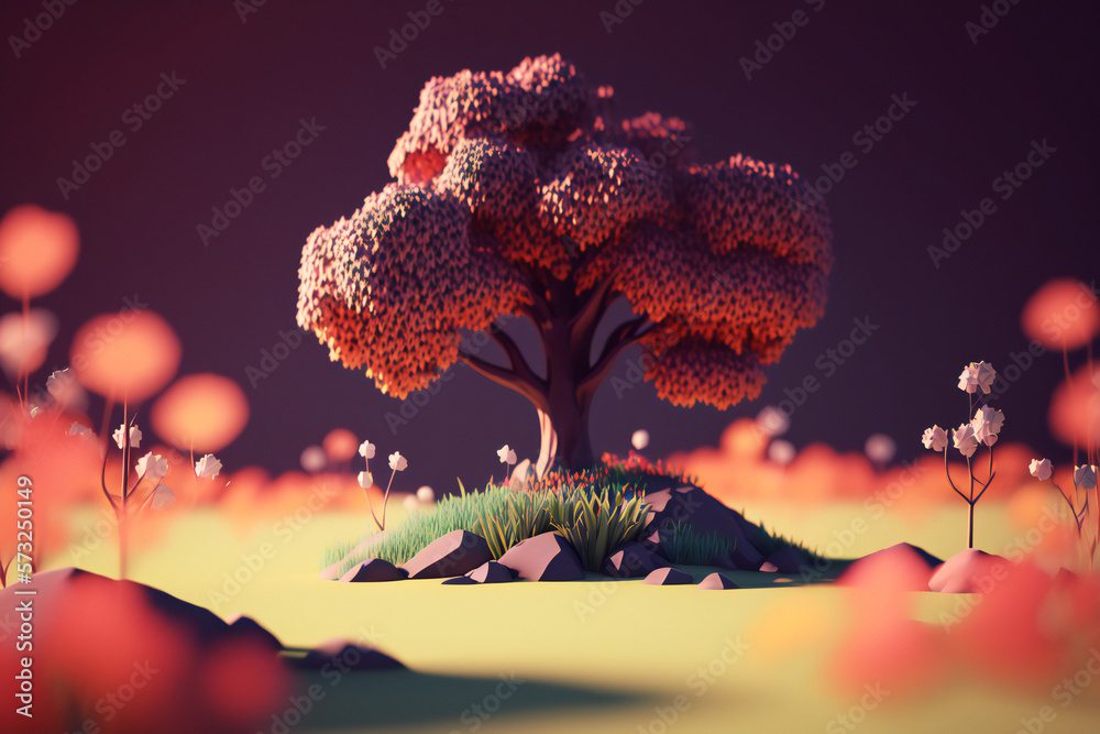 beautiful Spring background minimalist with Trees Stock Illustration ...