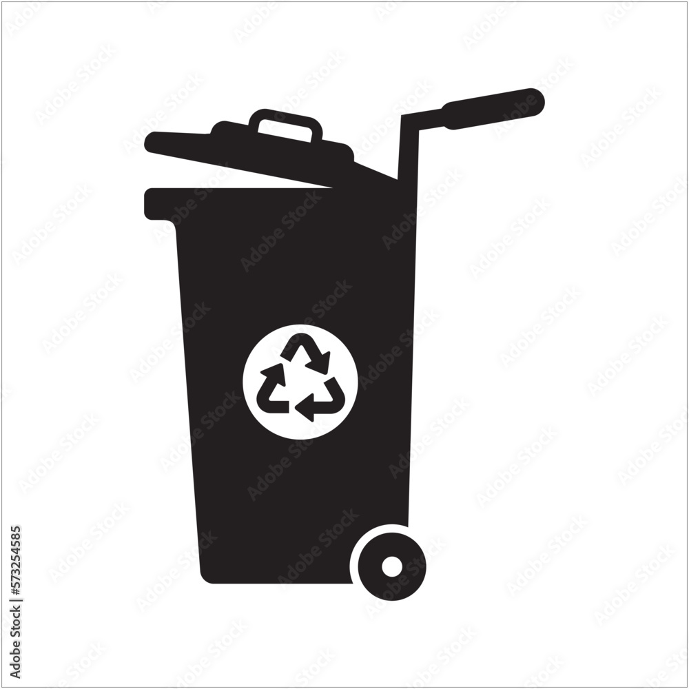 Recycle Trash bin sign. Garbage can symbol. Rubbish container sign ...