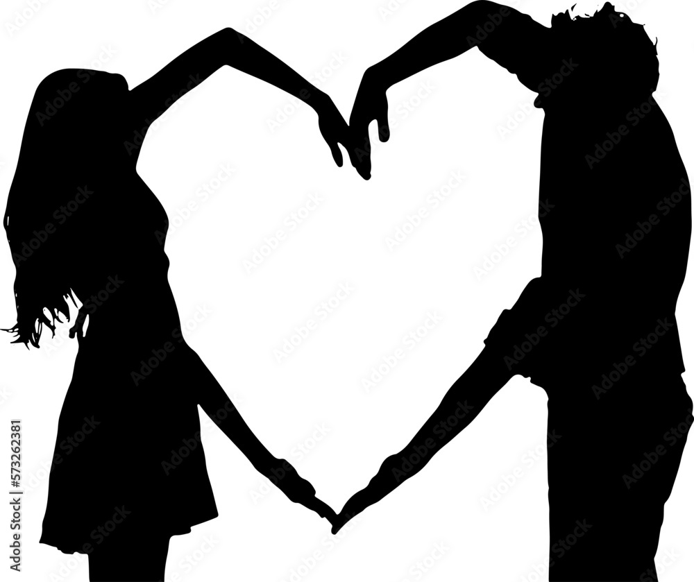 Silhouette of love couple making heart shadow sign Stock Vector | Adobe ...