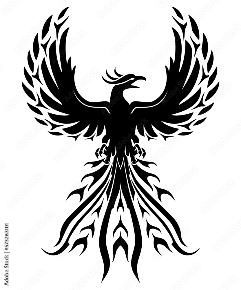 Phoenix Bird Fantasy Silhouette Front Stock Vector | Adobe Stock