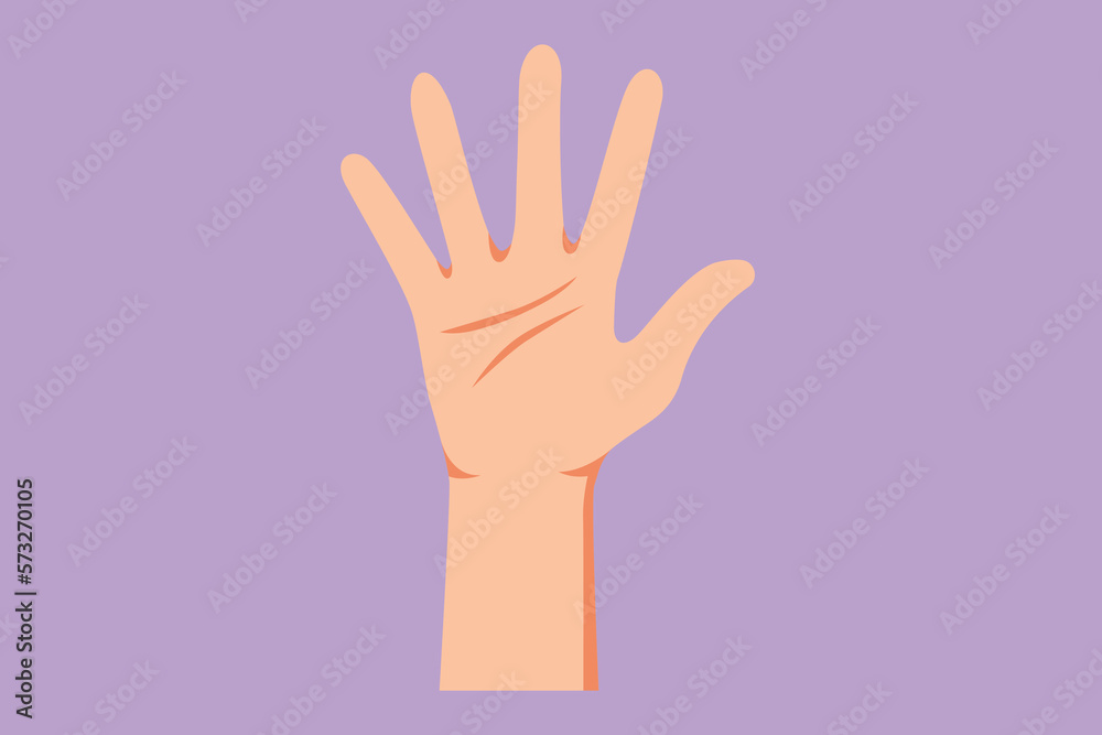 Graphic flat design drawing hand count number five. Learn to count ...
