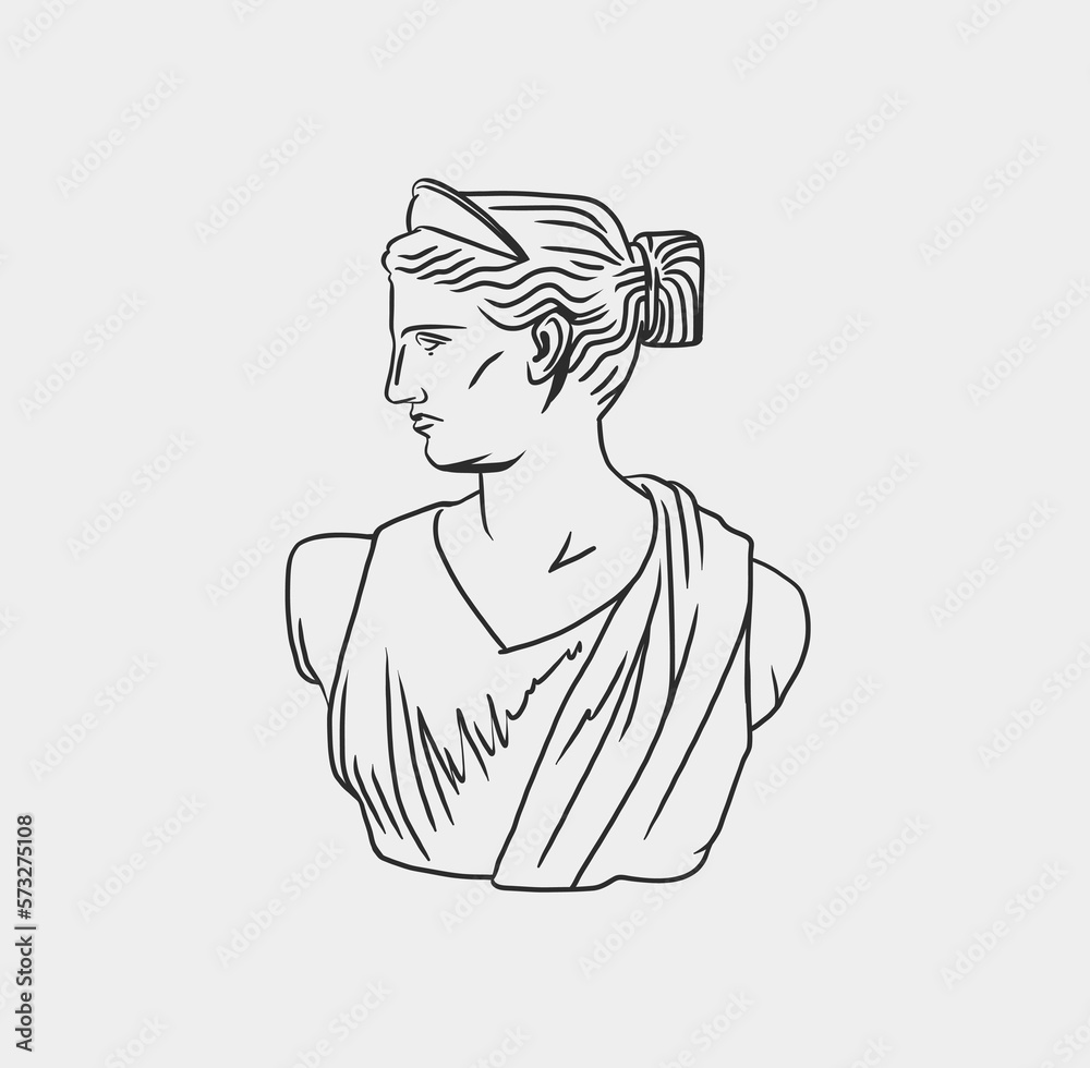 Hand drawn vector abstract outline,graphic,line art greek ancient ...