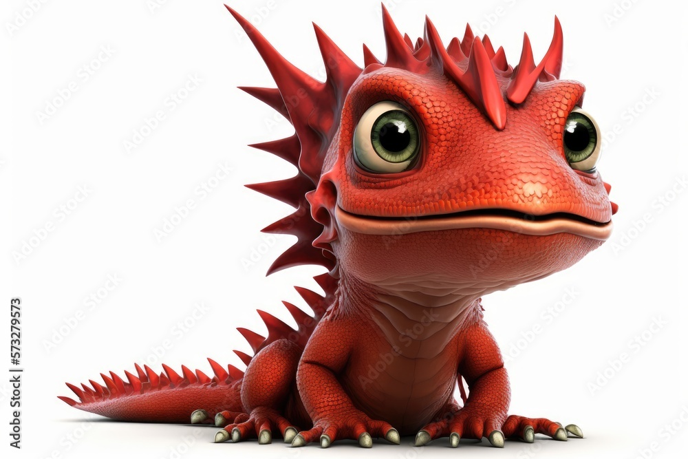 a cute adorable lizard character isolated on a solid background with a ...