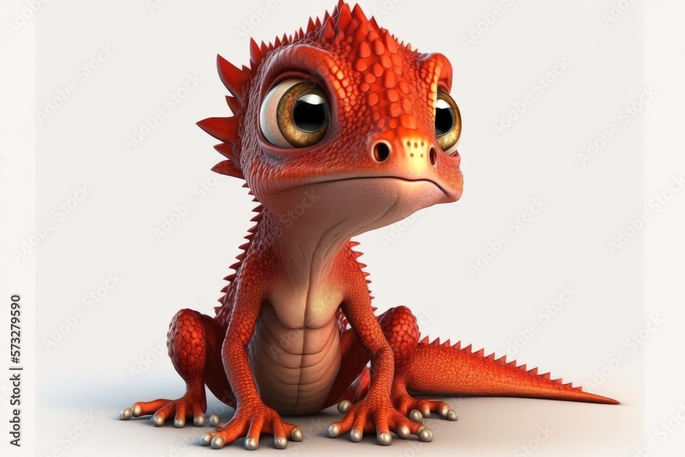 a cute adorable lizard character isolated on a solid background with a ...