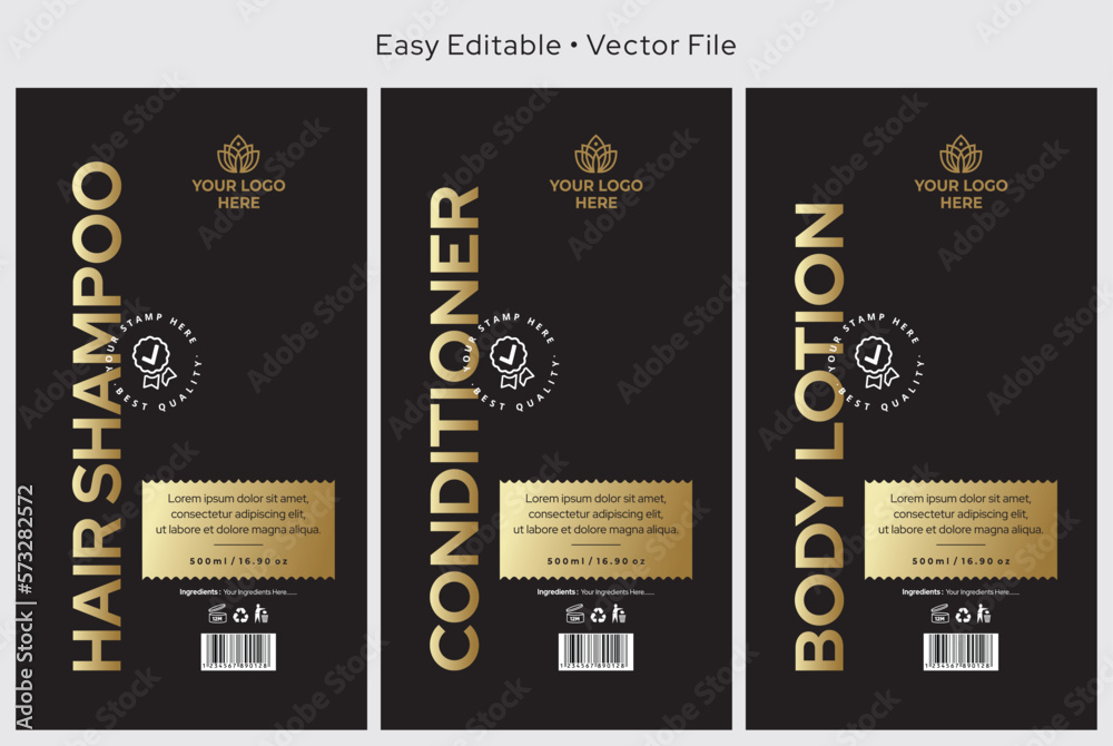 Shampoo label design, Conditioner Label Design, Body Lotion Label ...