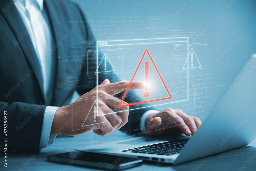 Protection Against Personal Data Hacking Exclamation Mark Computer Virus Detected Warning