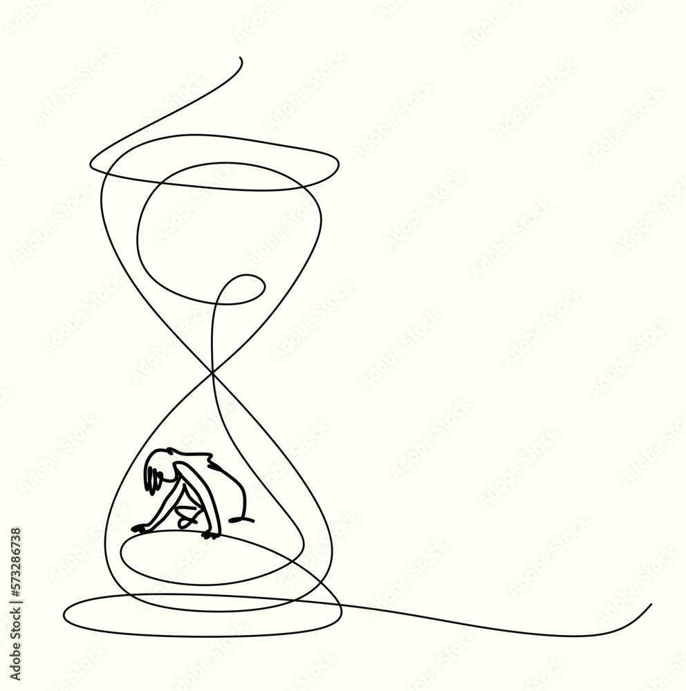 continuous silhouette drawing of a desperate woman, timer. The concept ...