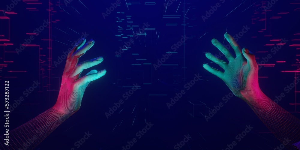 3d illustration rendering of futuristic cyberpunk city, gaming ...