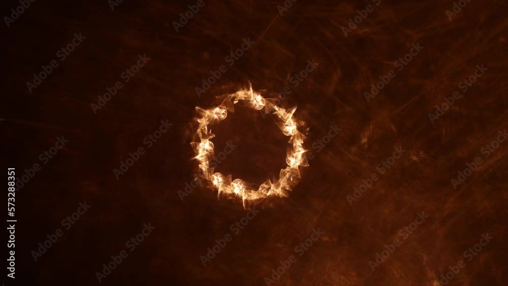 Fire geometric circle on a dark background. Easy to add lens flare ...