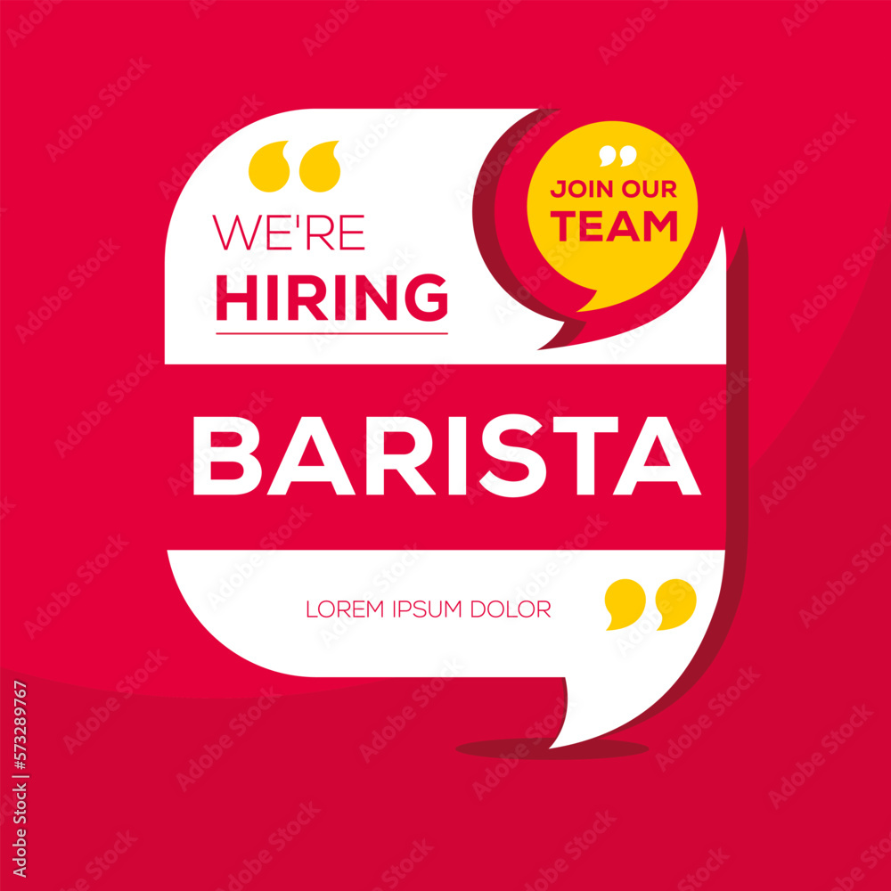 We are hiring (Barista), Join our team, vector illustration. Stock ...