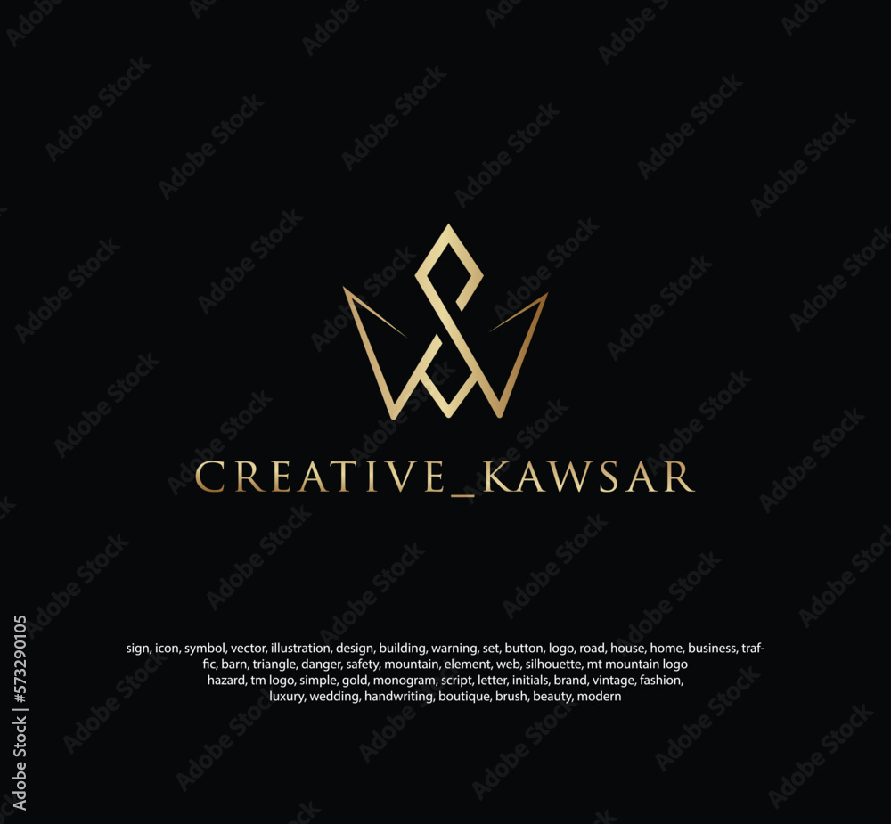 Wp Logo Or Pw Logo Wp Crown Logo Modern Logo Golden Creative