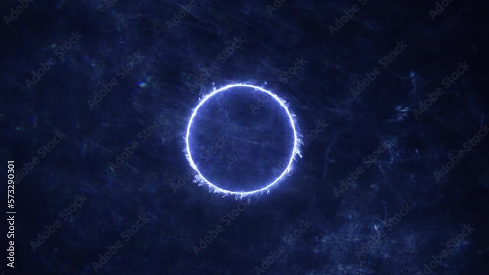 Energy blue color geometric circle on a dark background. Easy to add ...