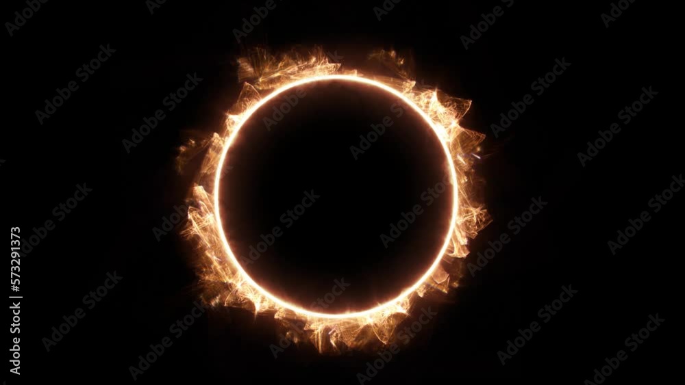 Fire geometric circle on a dark background. Easy to add lens flare ...