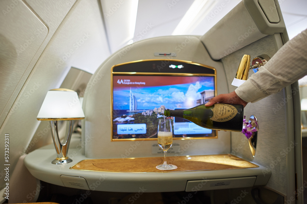 BANGKOK, THAILAND - CIRCA MARCH, 2015: glass of champagne served in ...