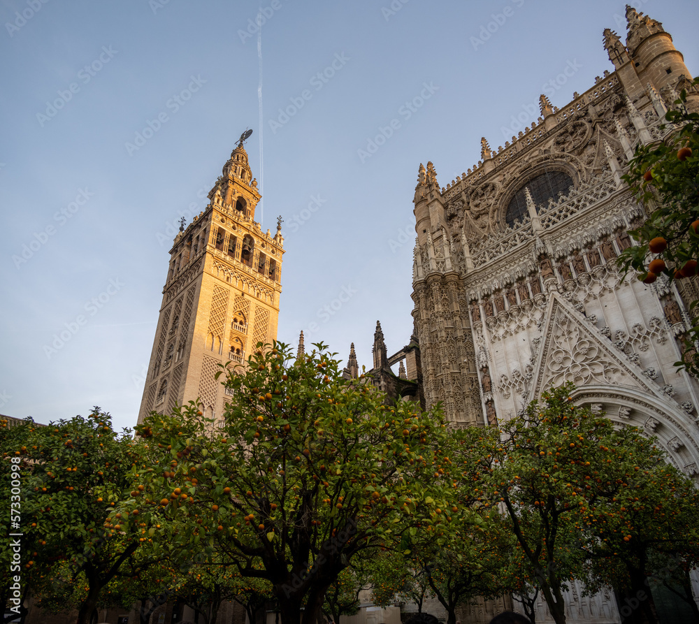 Stockfoto Giralda, the bell tower of the Sevilla Cathedral in Sevilla ...