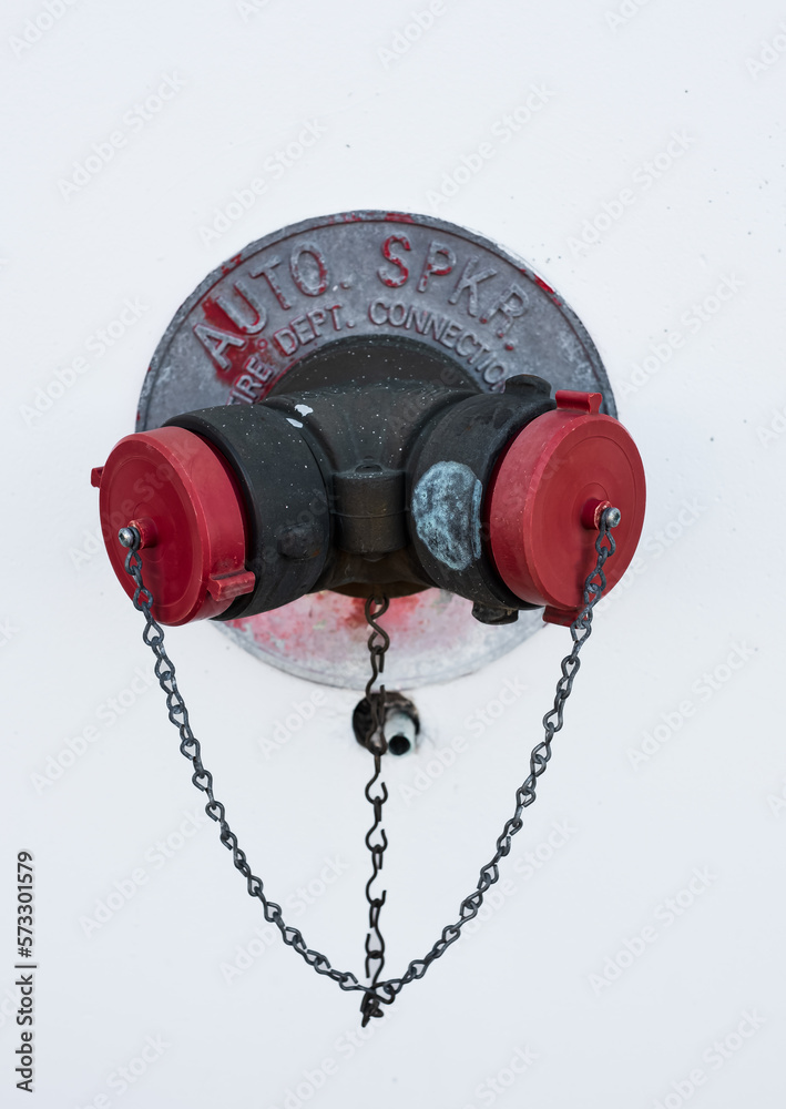 Auto sprinkler standpipe connector. Fire department connection covered ...