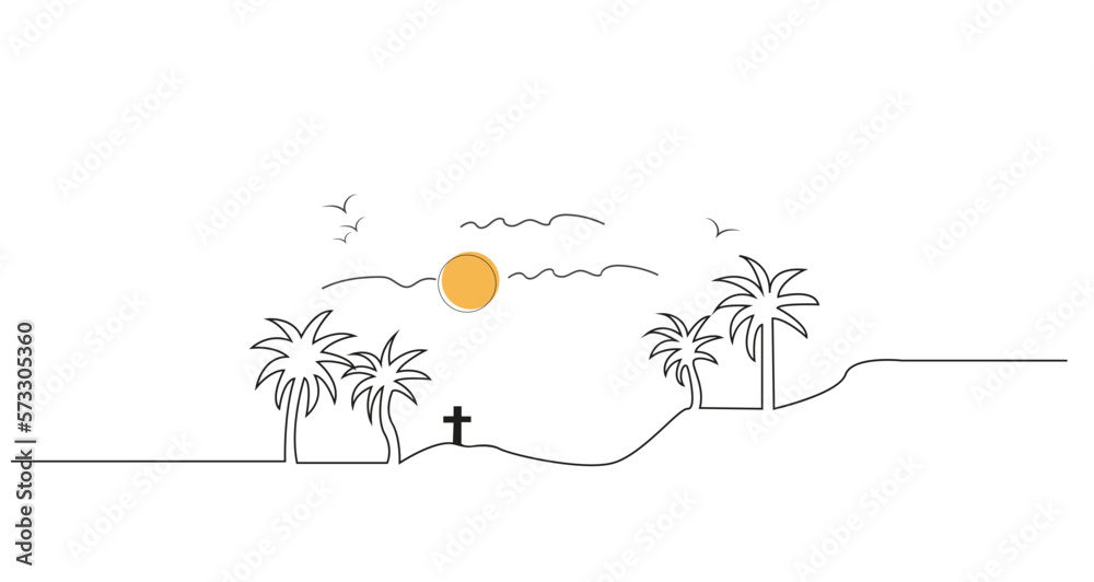 He Is Risen Concept With Minimal Vector Line Art. Line drawing, Line ...