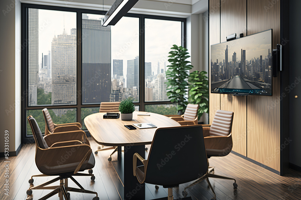 A modern and professional workspace for online meetings with natural ...