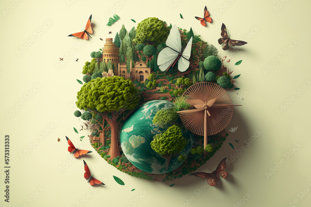 World environment and earth day concept with colorful eco friendly ...