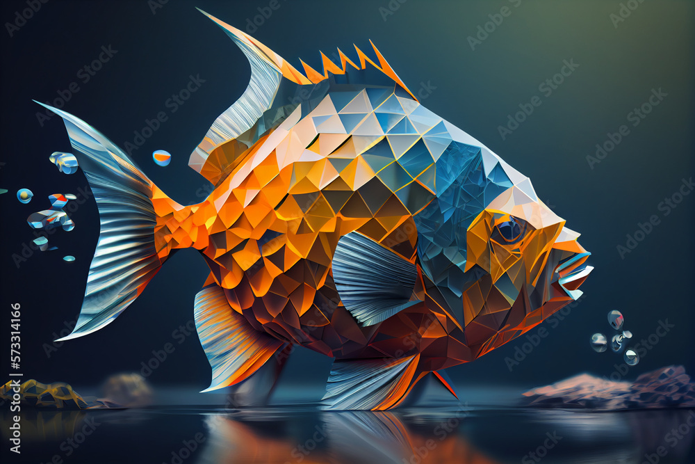 Beautiful abstract surreal geometric piranha concept, contemporary ...