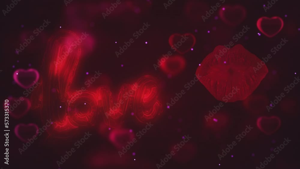 Heart Shapes Love Balloon Female Mouth Kisses Romantic Background. Love ...