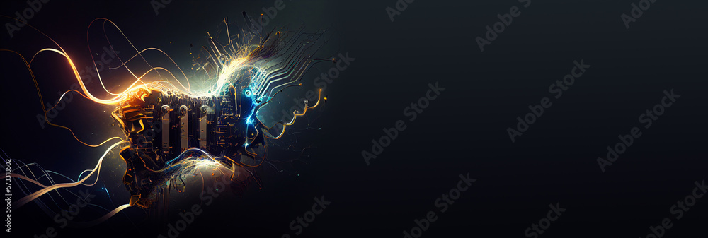 Lightning collision. Powerful colored lightnings, electric forces ...