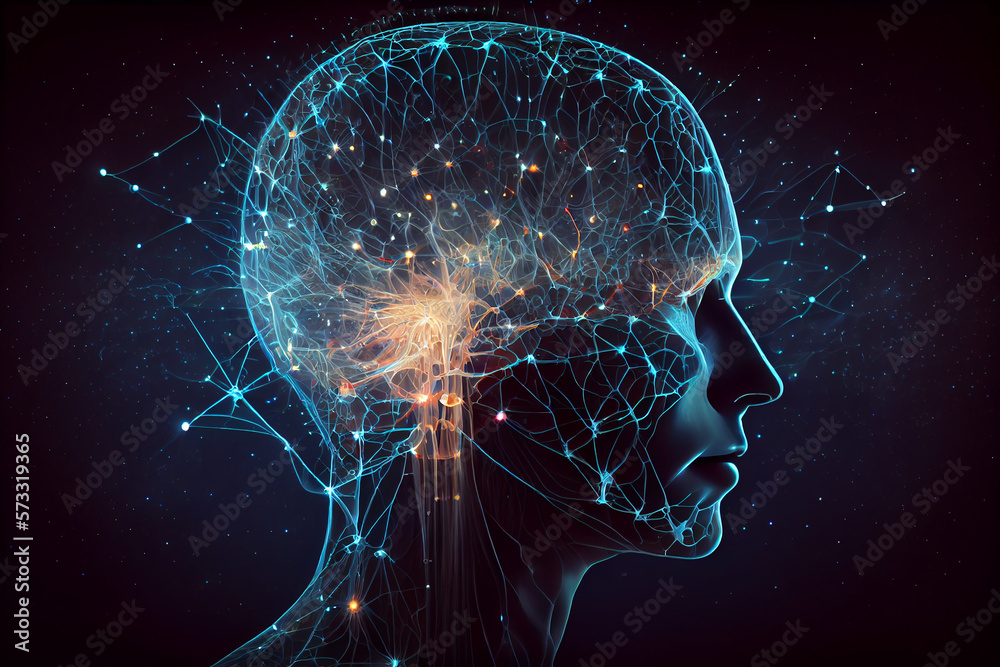 Transparent human head with firing neurons inside. generative AI Stock ...