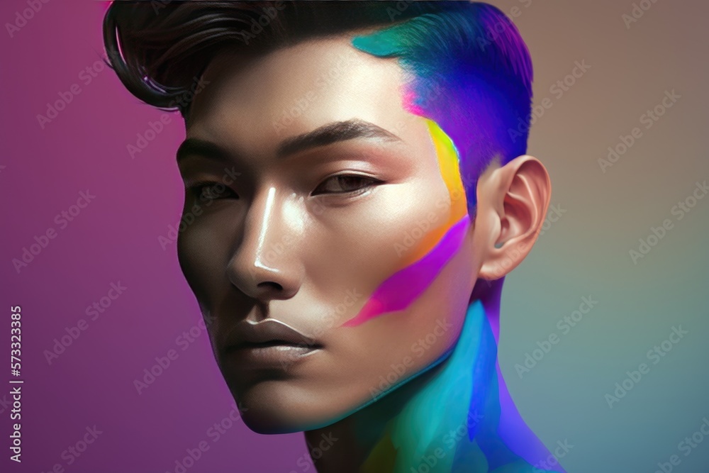 Queer Asian person at pride, non-binary, androgynous, transgender, gay ...