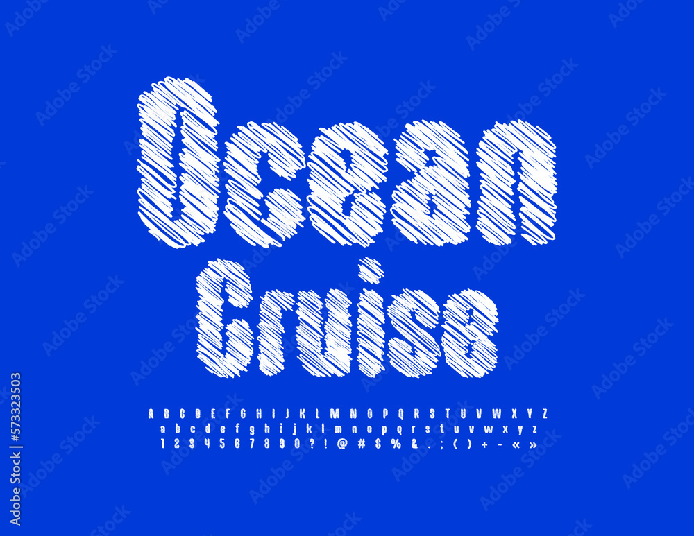 Vector creative banner Ocean Cruise. White sketched Font. Chalk drawn ...