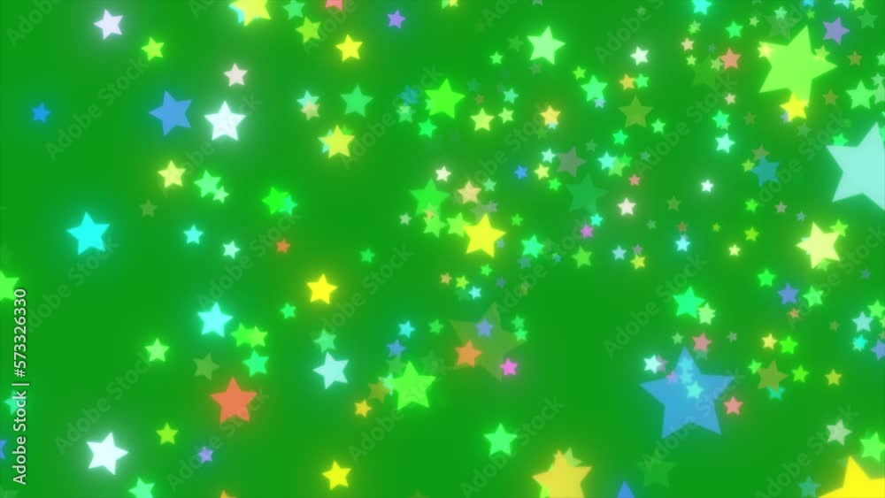 Flying Through Cartoon Stars Green Screen Background. Multi Color ...