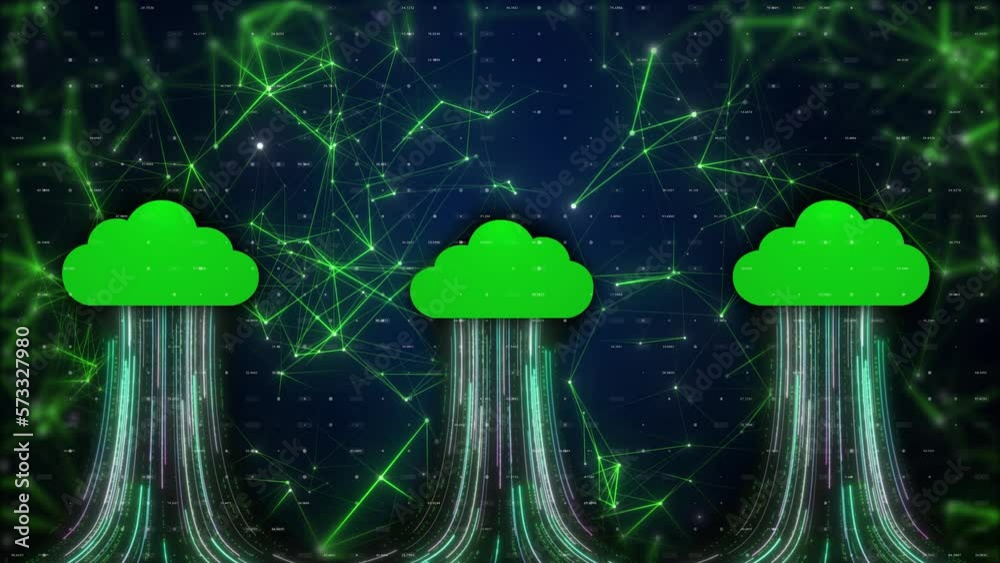Futuristic 3d three Cloud Storage Data Upload Big Data Transfer ...