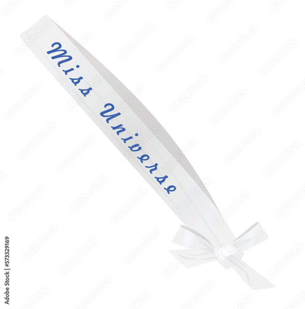 White Miss Universe ribbon. vector Stock Vector | Adobe Stock