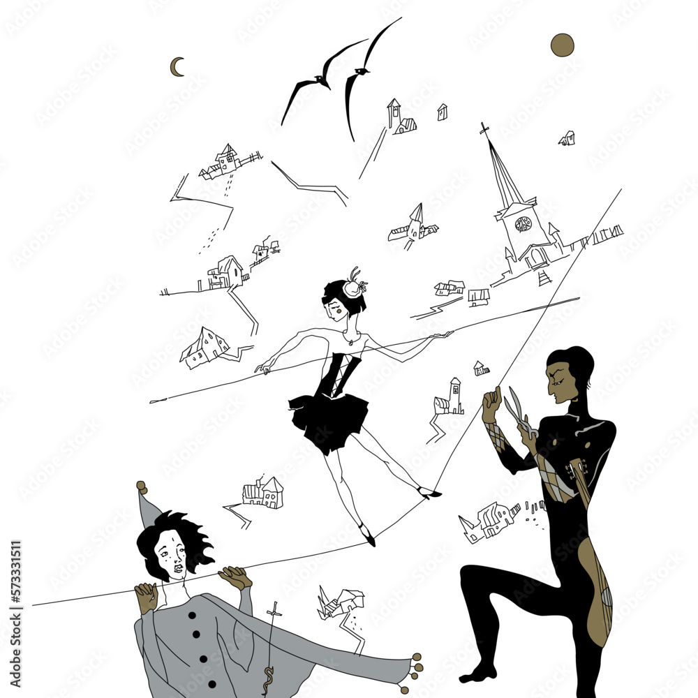 Harlequin, Pierrot and Columbine. Love triangle. Three fantastic ...