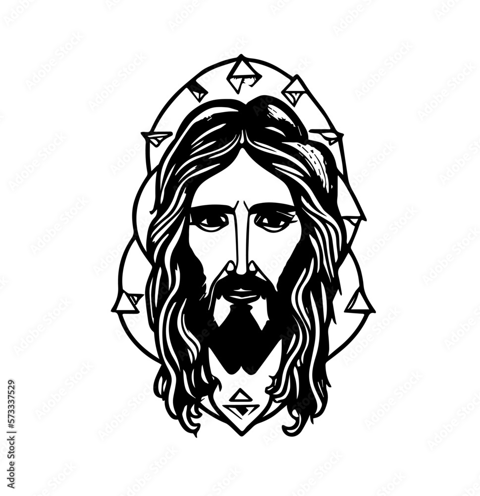 Jesus Black Vector Jesus Head Symbol Jesus Artwork เวกเตอร์สต็อก Adobe Stock