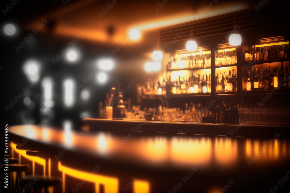 bar counter blurred dark background, background for menu and special ...
